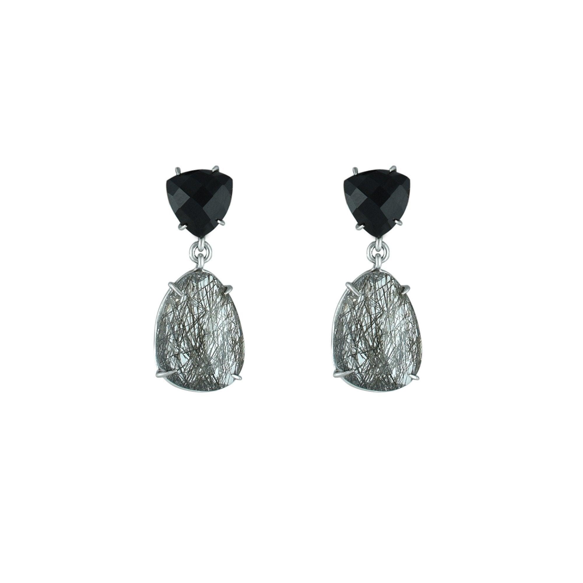 Black rutilated quartz earrings store